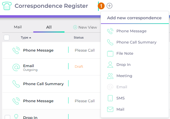 Correspondence Register – AccountKit Support Center